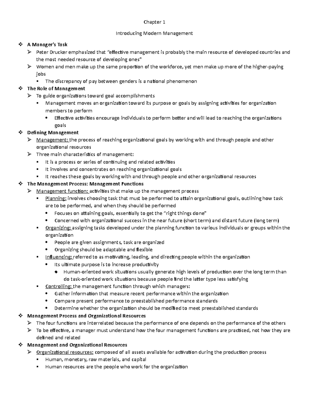 Chapter 1 - Lecture notes 1 - Chapter 1 Introducing Modern Management A ...