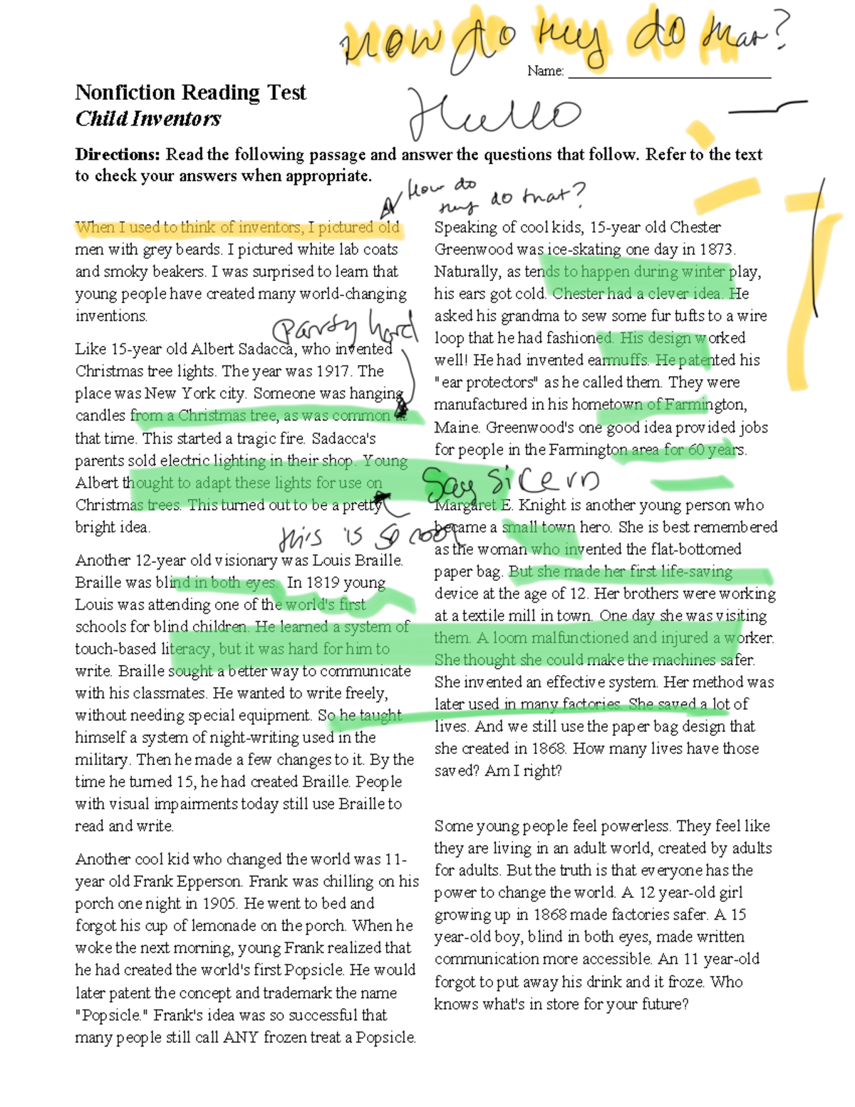 Child-inventors - Not - Name: _____________________________ Nonfiction ...