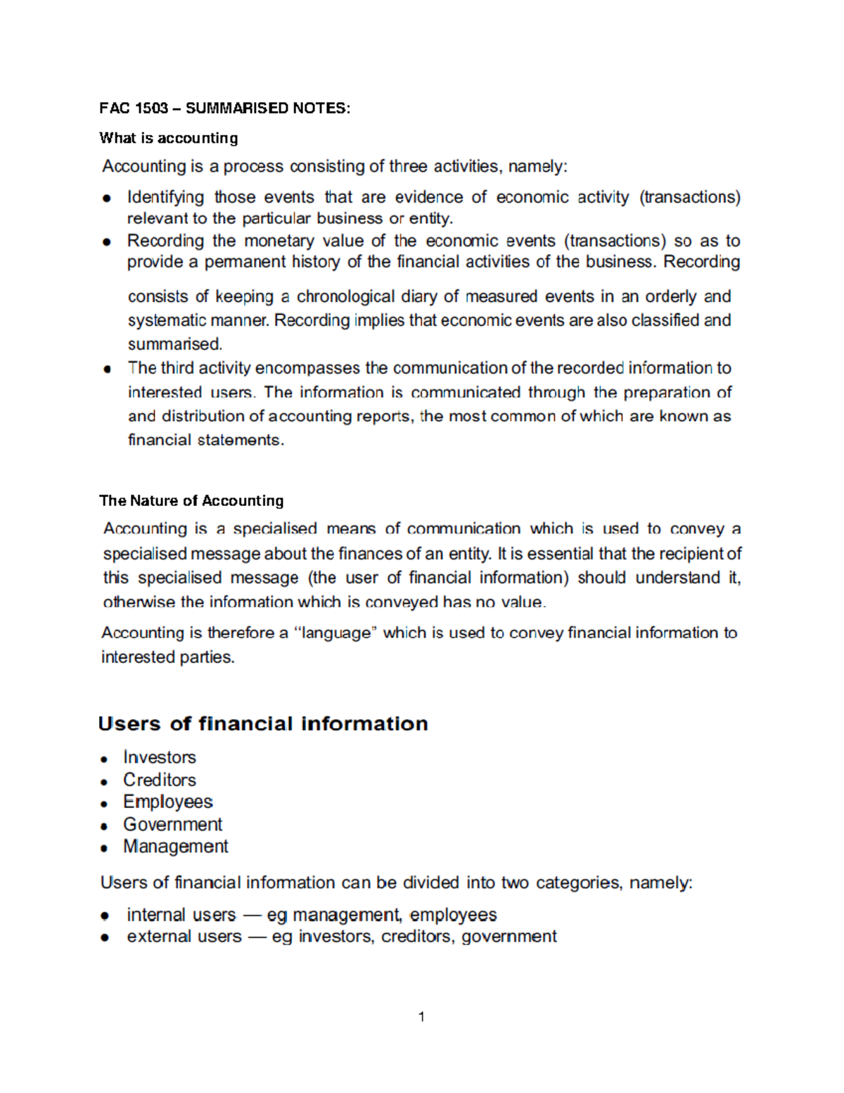 FAC 1503 Study Notes - CMY1501 - FAC 1503 – SUMMARISED NOTES: What is ...