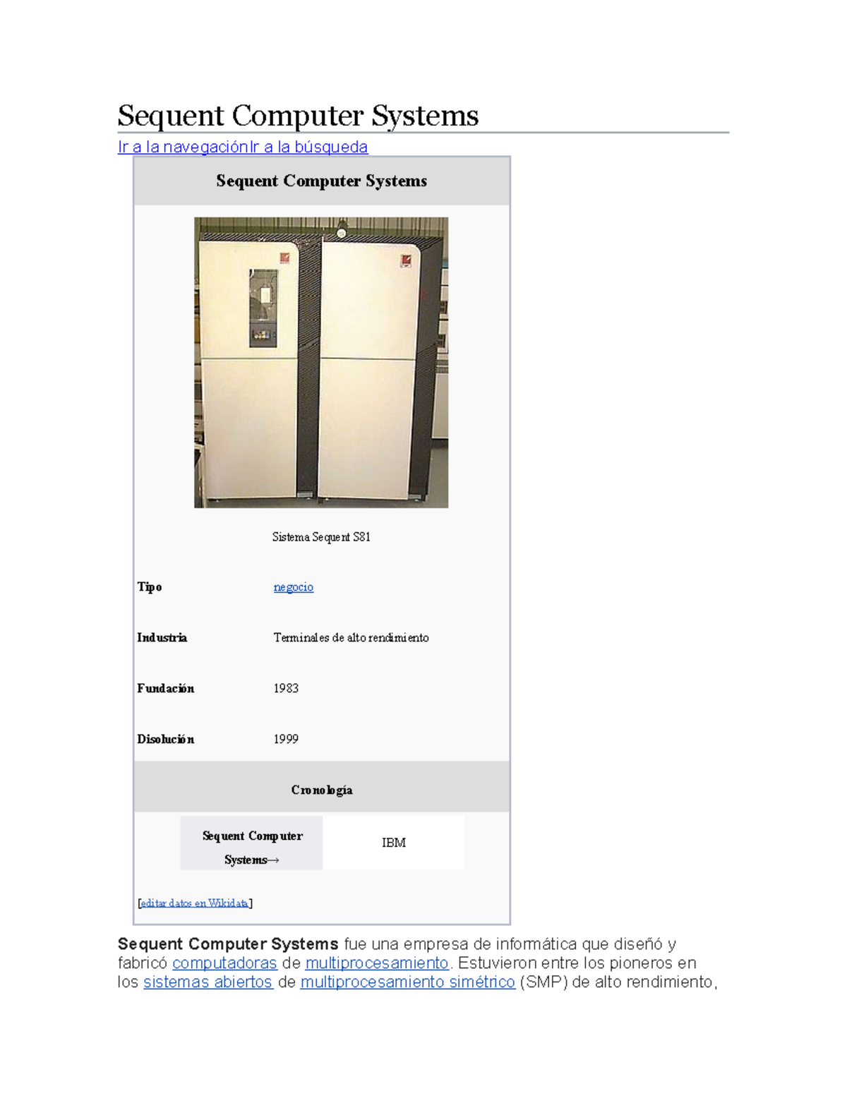 Sequent Computer Systems - Estuvieron entre los pioneros en los ...