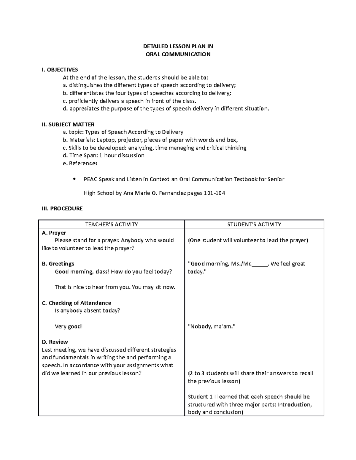 Lpspeaking with TOS sir ferrol - DETAILED LESSON PLAN IN ORAL ...