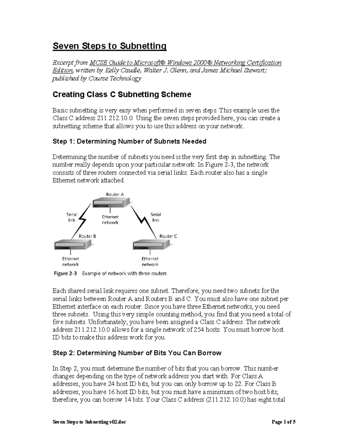 Seven Steps To Subnetting - Seven Steps to Subnetting Excerpt from MCSE ...