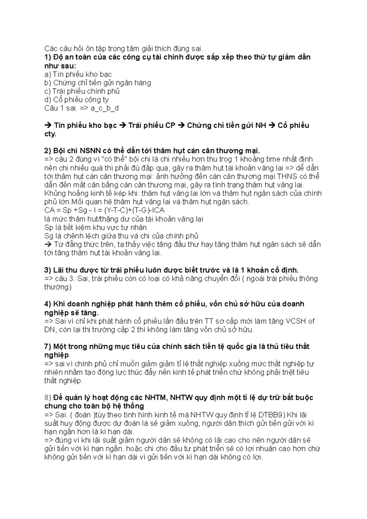 Trắc nghiệm TTTC - xdcxd - Các câu hỏi ôn tập trọng tâm giải thích đúng ...