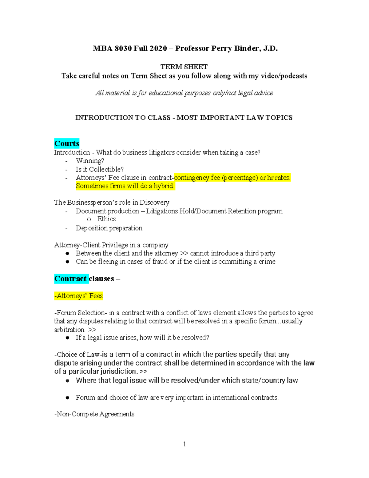 MBA 8030 online Terms for Fall 2020 - MBA 8030 Fall 2020 – Professor ...