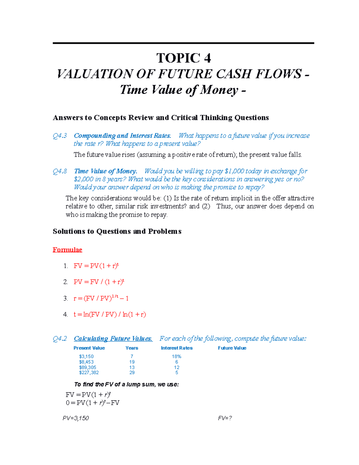 Topic 4 - Valuation of Future Cashflows (P1) - TOPIC 4 VALUATION OF ...