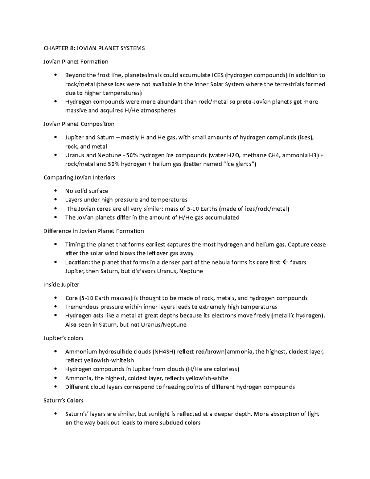 Astronomy Chapter 8 - AY101 WITH PROFESSOR IRWIN - CHAPTER 8: JOVIAN ...