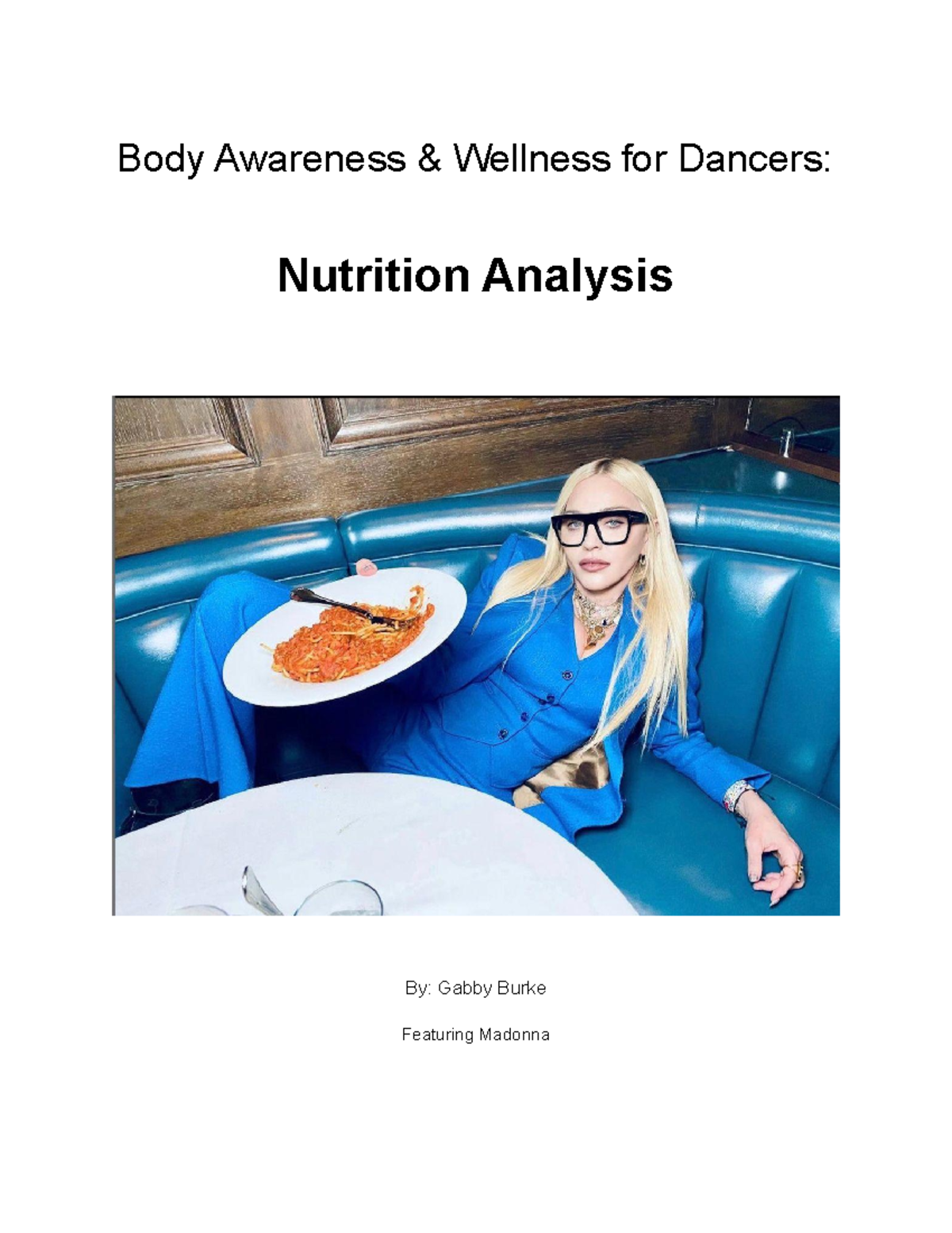 Nutrition Analysis - research project - Body Awareness & Wellness for ...