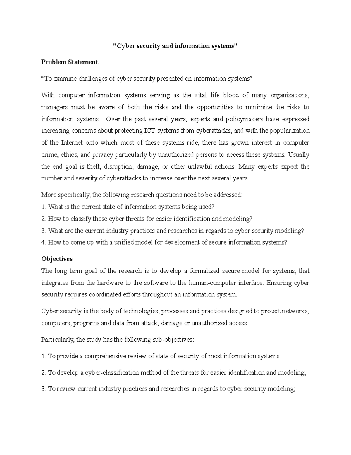 Proposal - security and information Problem Statement examine ...