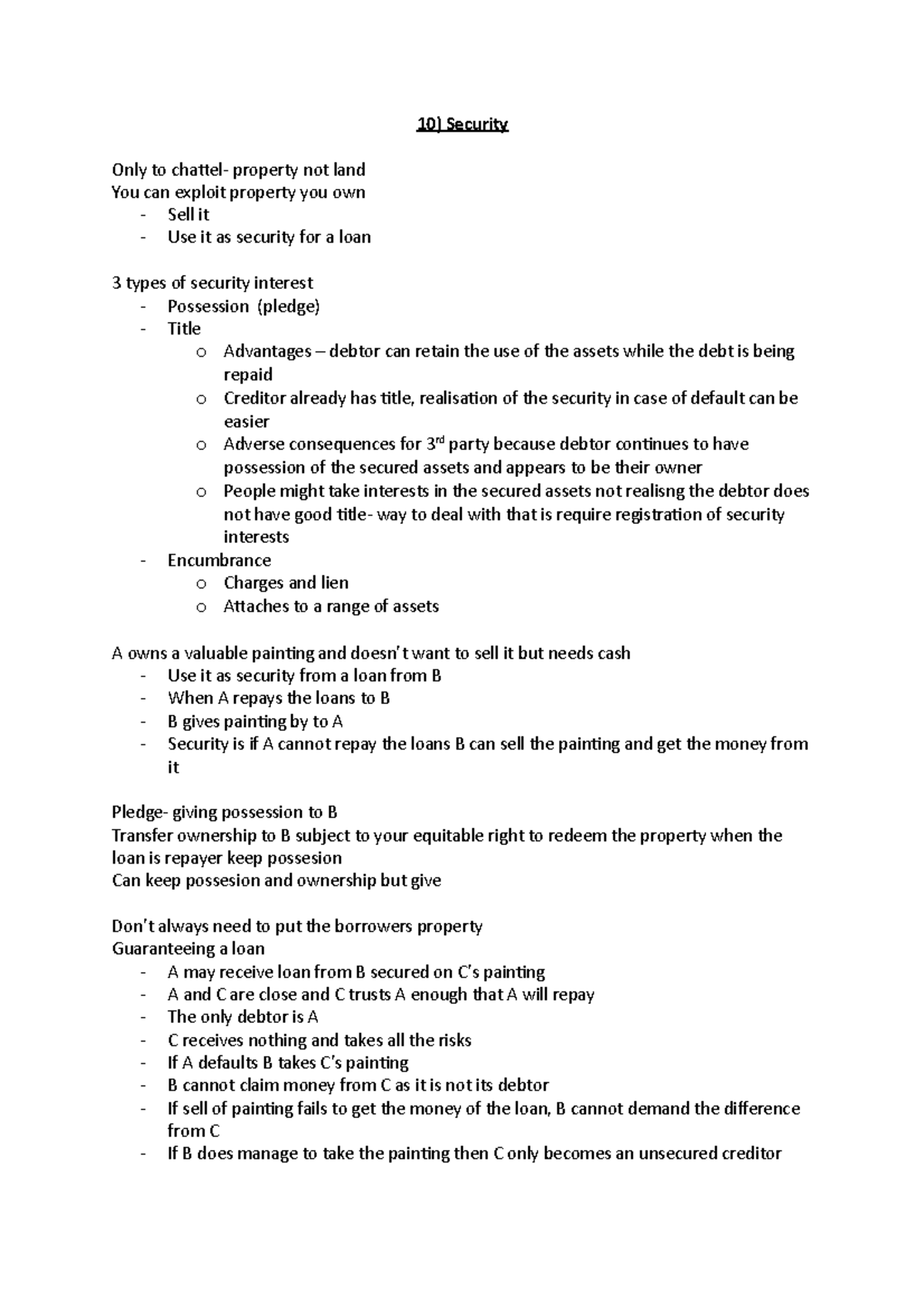 Security Interests in Property: Types and Advantages - Studocu