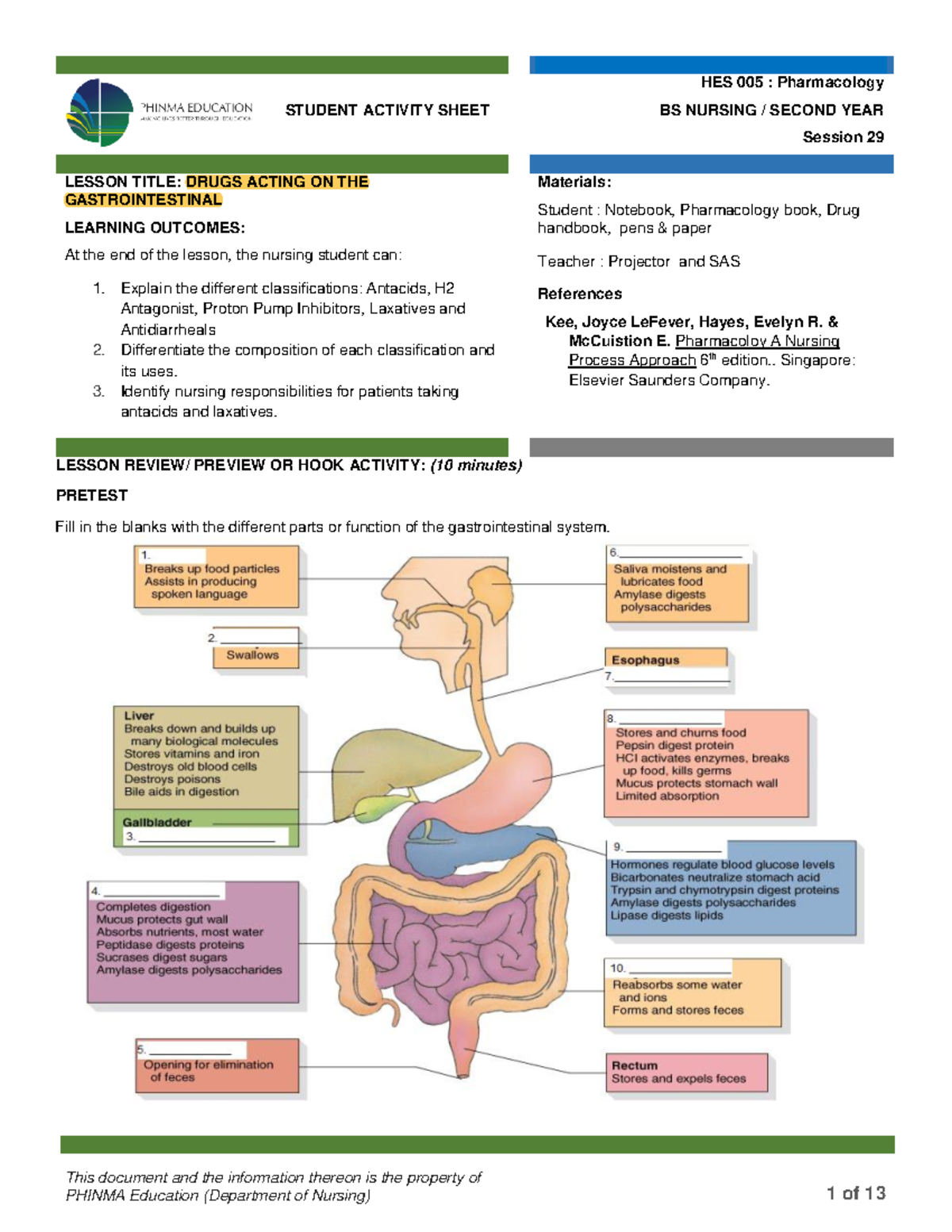 HES 005 Session 22 SAS - Pharmacology lecture notes/SAS modules - This ...