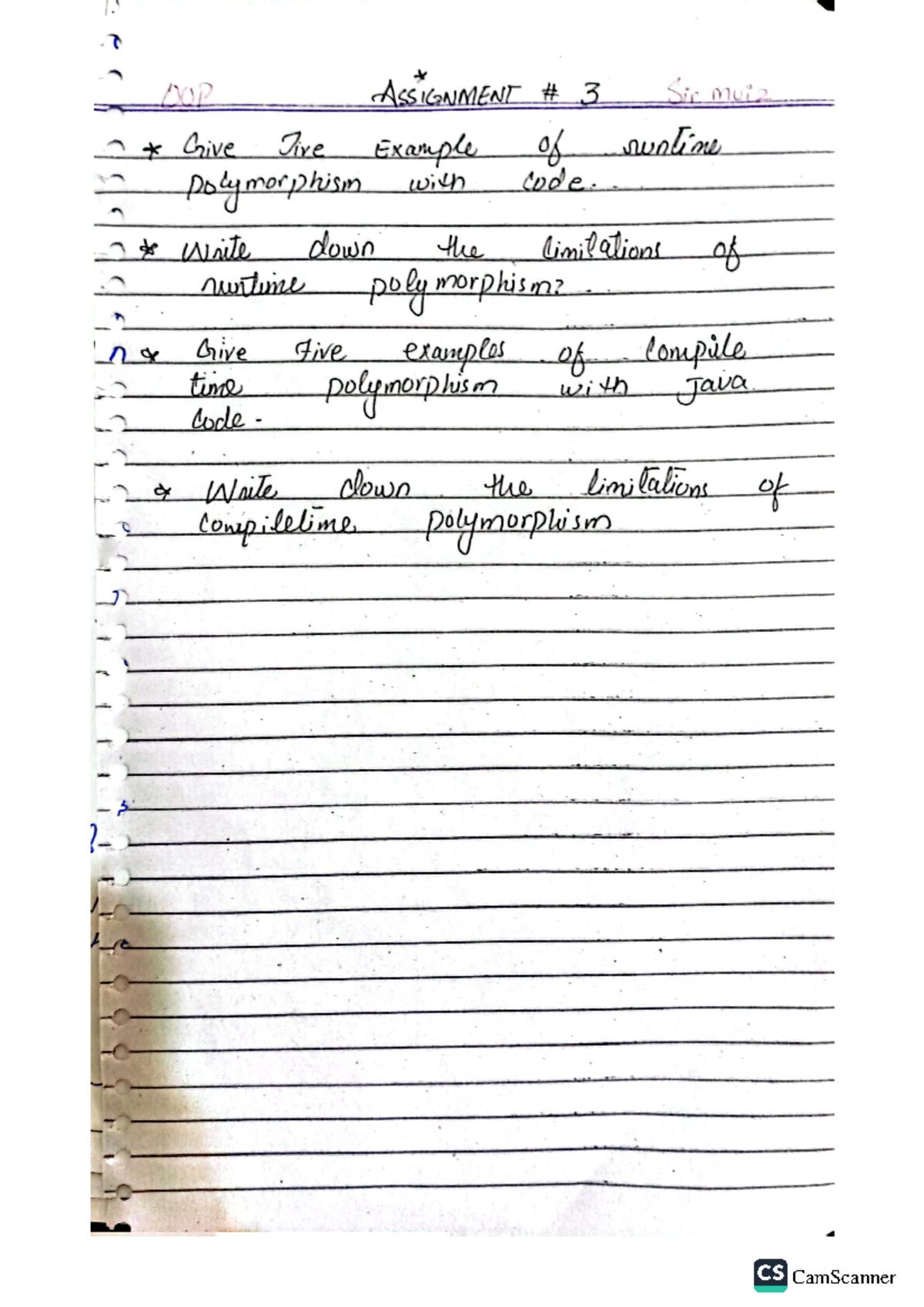 Oop Asignmnts Assignment Of Object Oriented Programming Topics In 2807