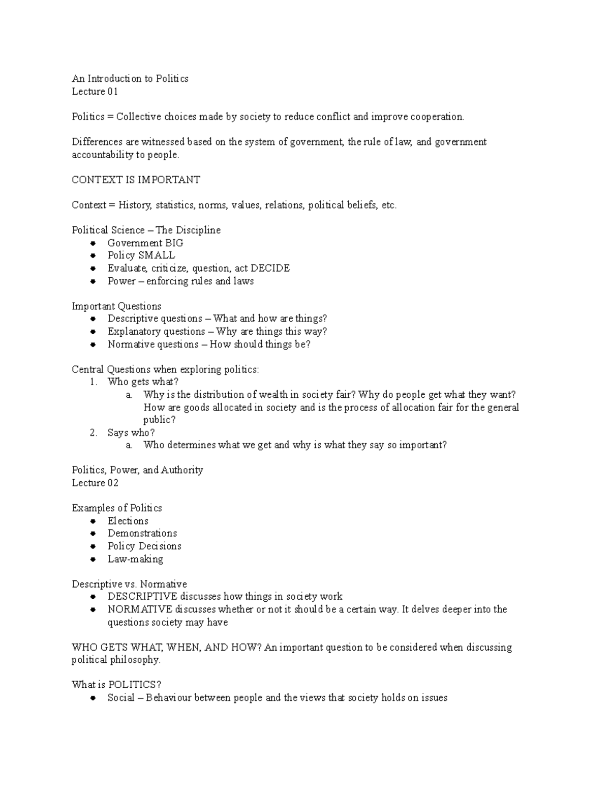 Intro to Poli Sci - Sem 1 - Chapter 1 - 2019 - An Introduction to ...