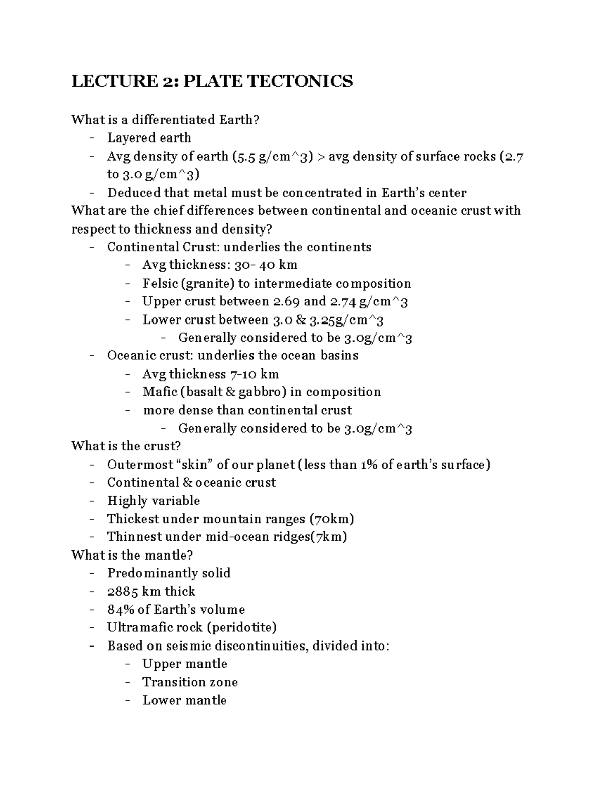 Earth 2 L2 - This was taken with Prof. Awramik - LECTURE 2: PLATE ...