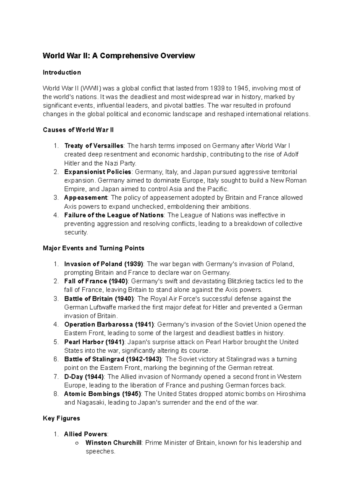 World War II A Comprehensive Overview - World War II: A Comprehensive ...