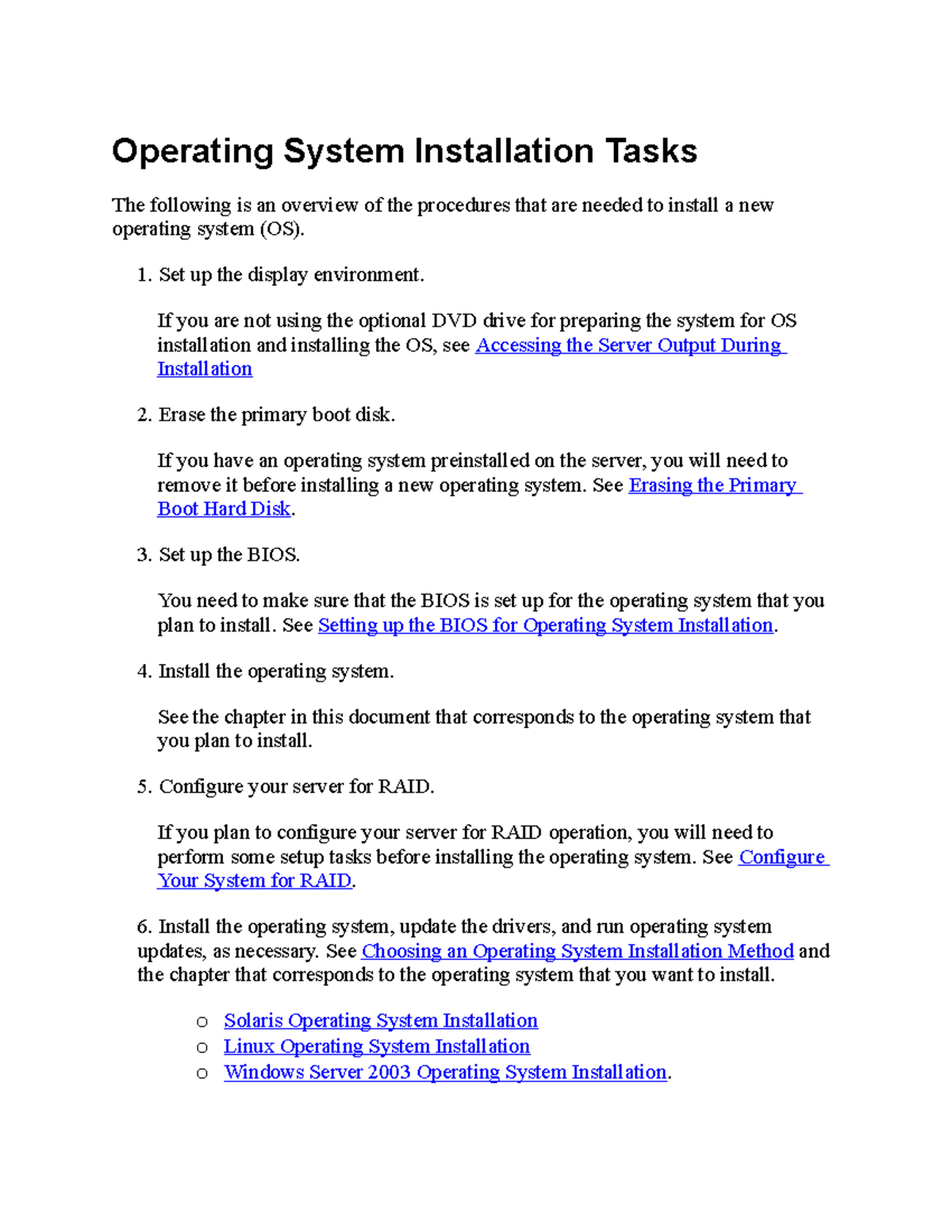 Operating System Installation Tasks - Set up the display environment ...