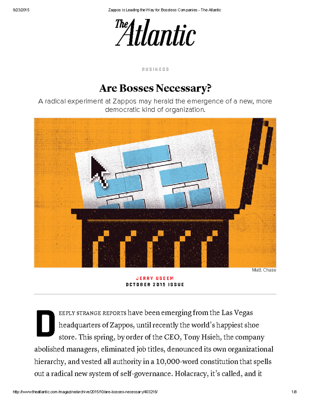 Zappos is Leading the Way for Bossless Companies - The Atlantic - - Studocu