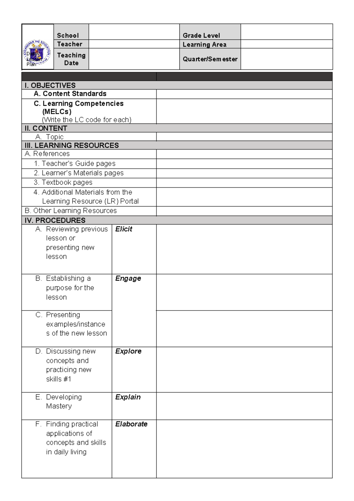HGP LP Template - HOMEROOM gUIDANCE - School Grade Level Teacher ...