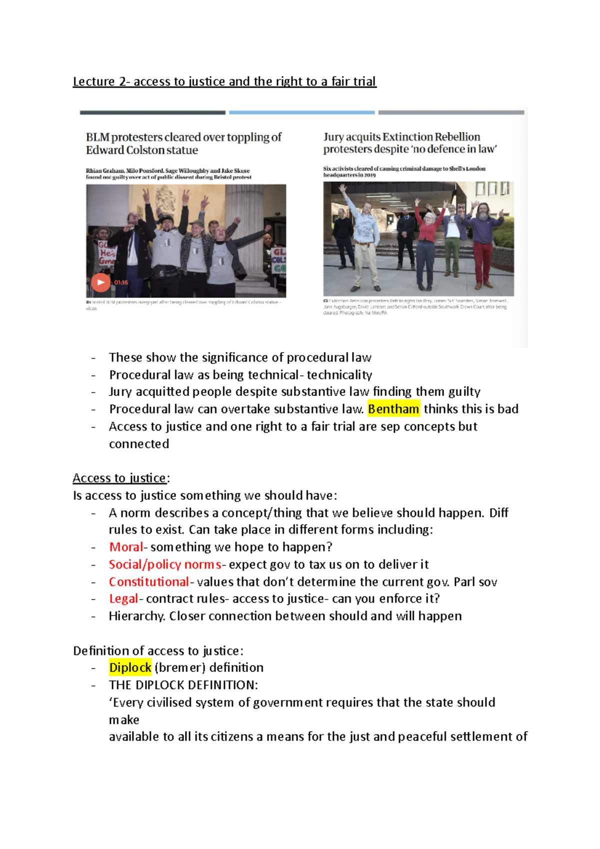 Lecture 2 access to justice and right to fair trial - Lecture 2- access ...