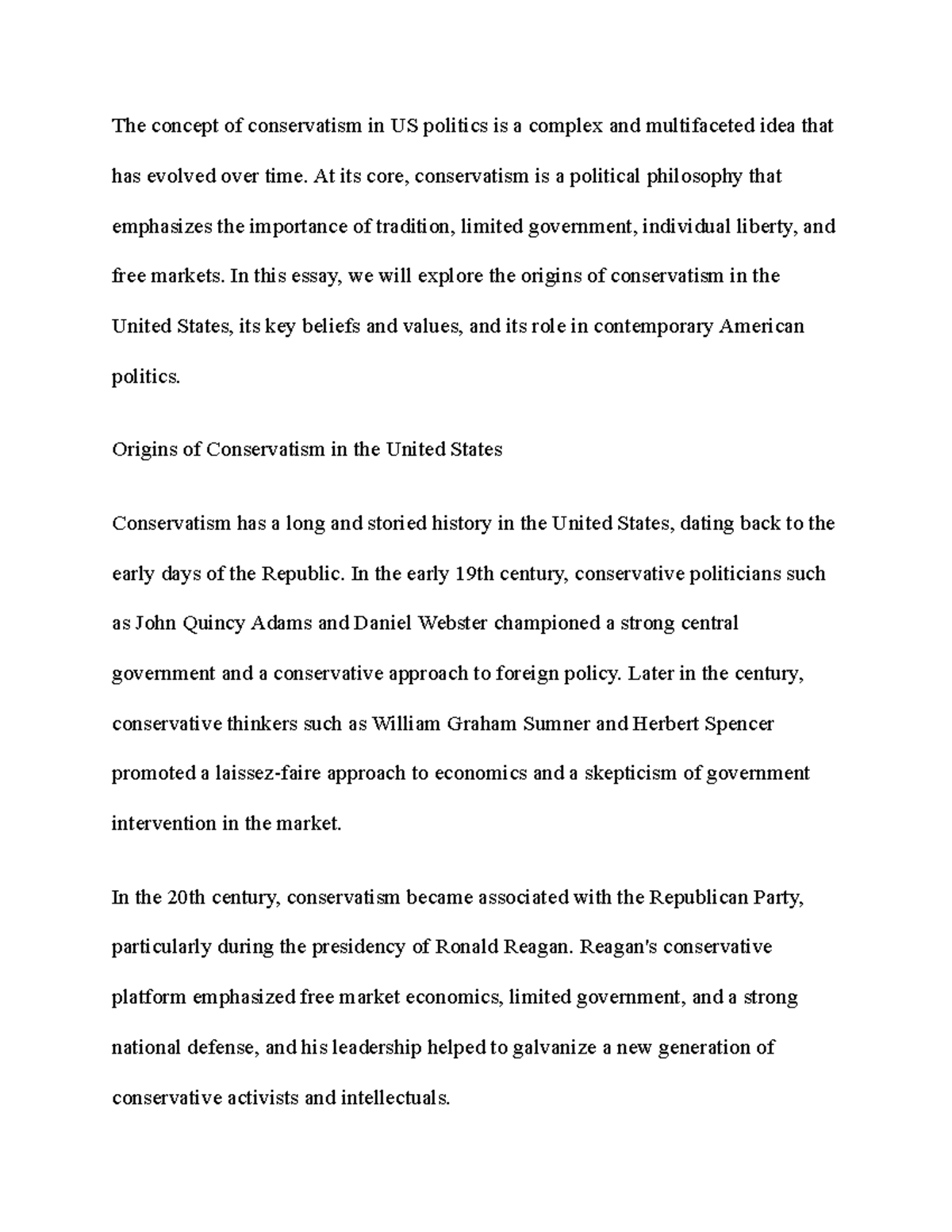 Conservatives Notes - The concept of conservatism in US politics is a ...