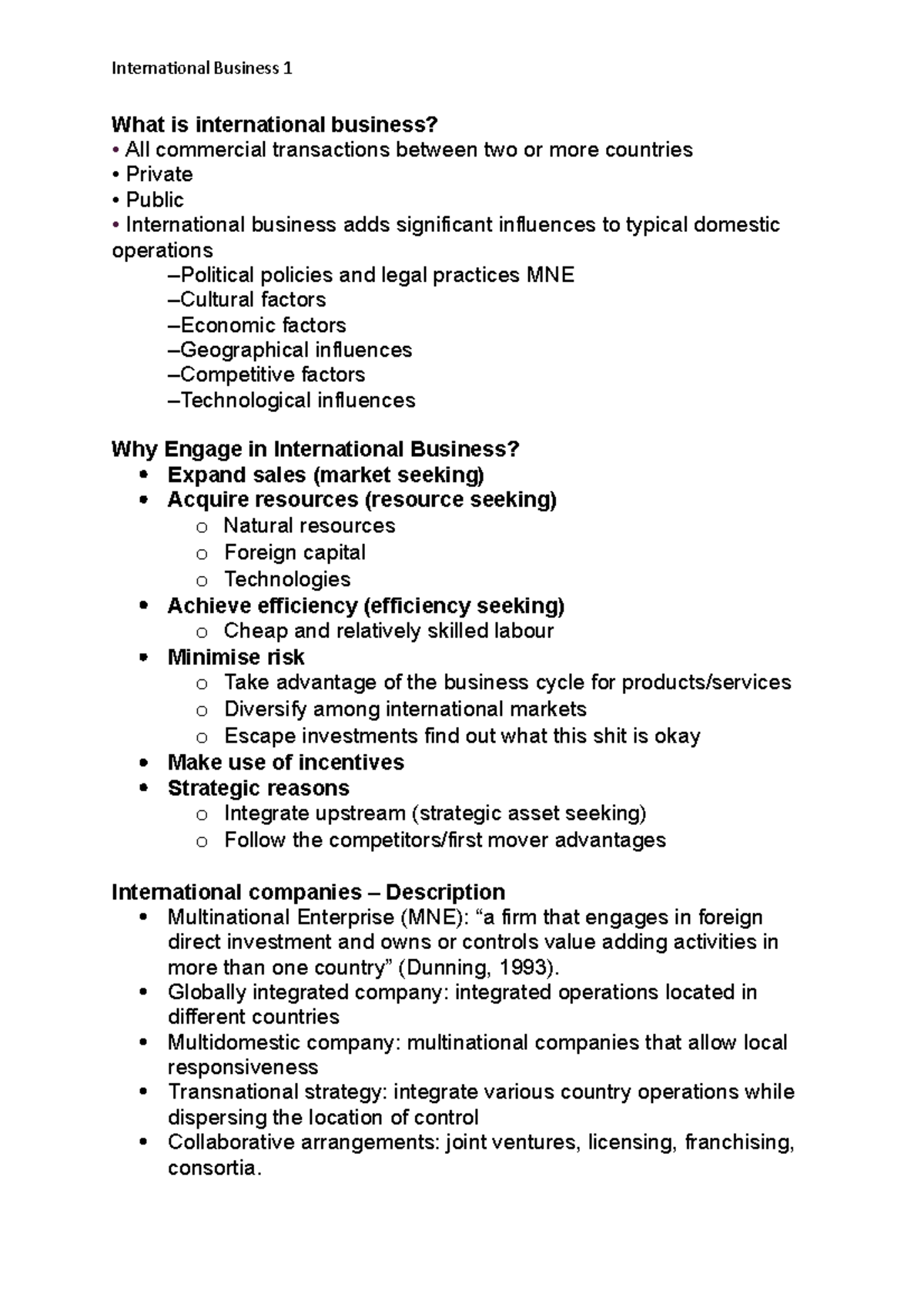 What is international business 1 - International Business 1 What is ...