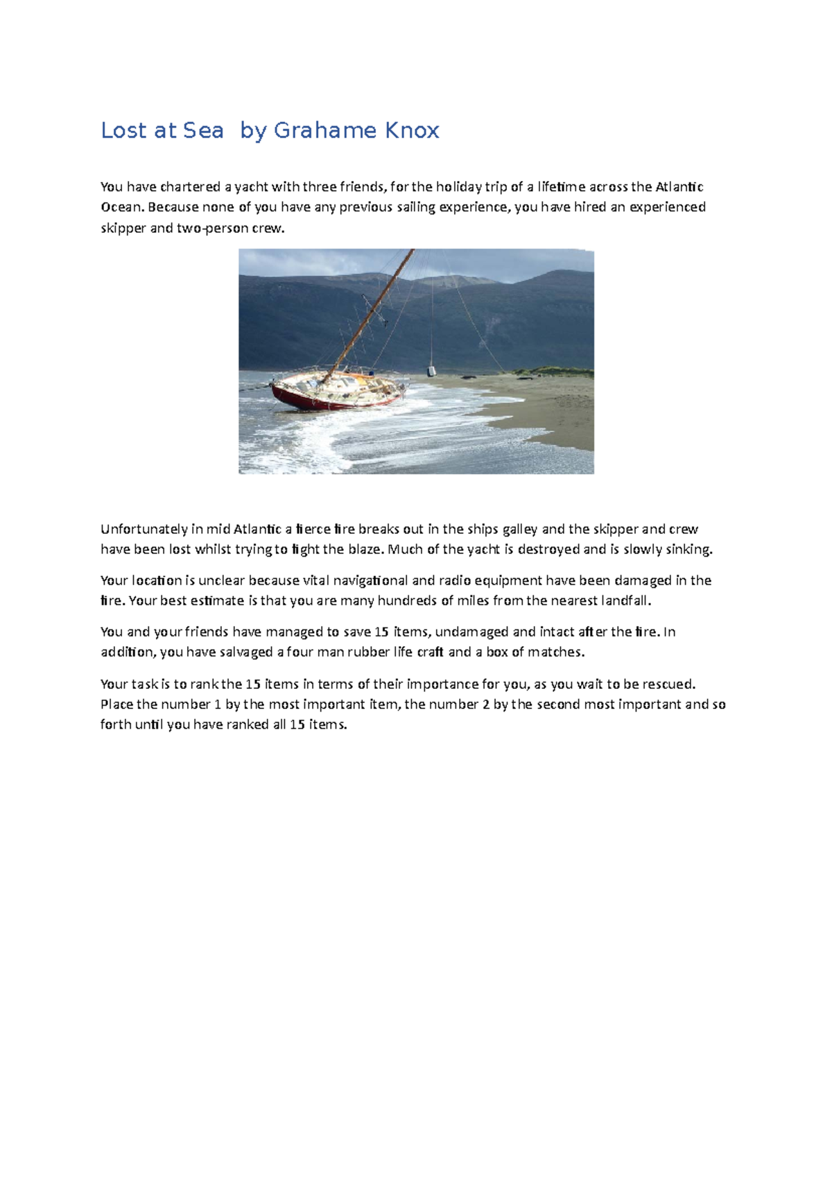 U9Wk00 Lost at Sea - BUST08005 - Edin - Studocu