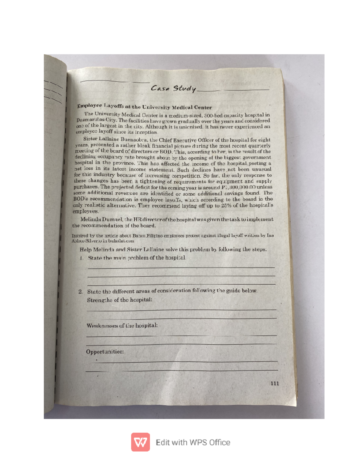 Book pdf - To practice - Case Study Employee Layoffs at the University Medical Center The ...