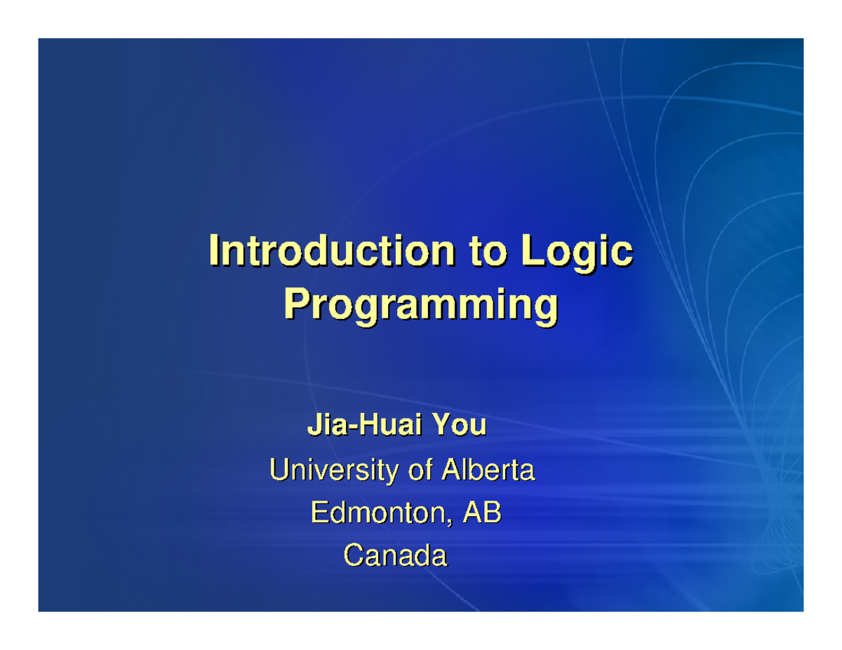 Logic Programming 1 - of Edinburgh. First system implemented in 1995 by ...