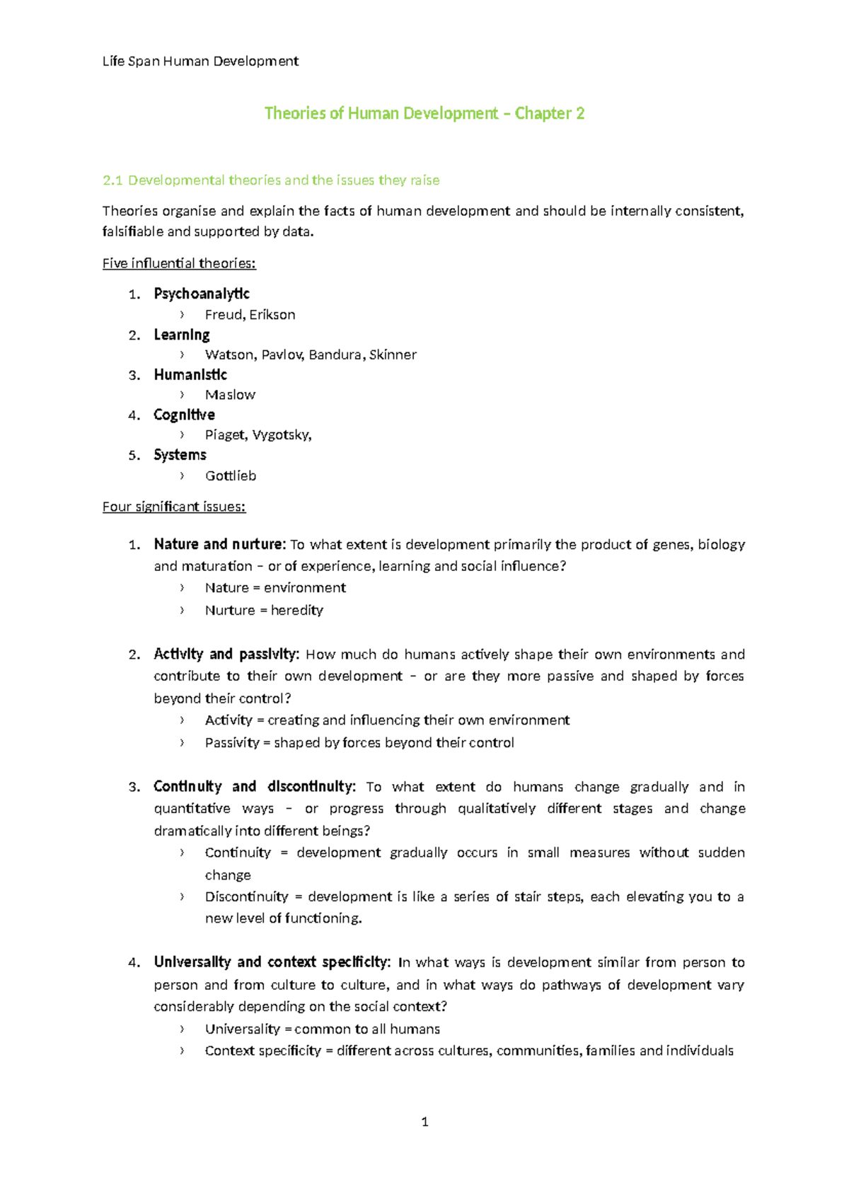 Chapter 2 - Theories of human development - Theories of Human ...