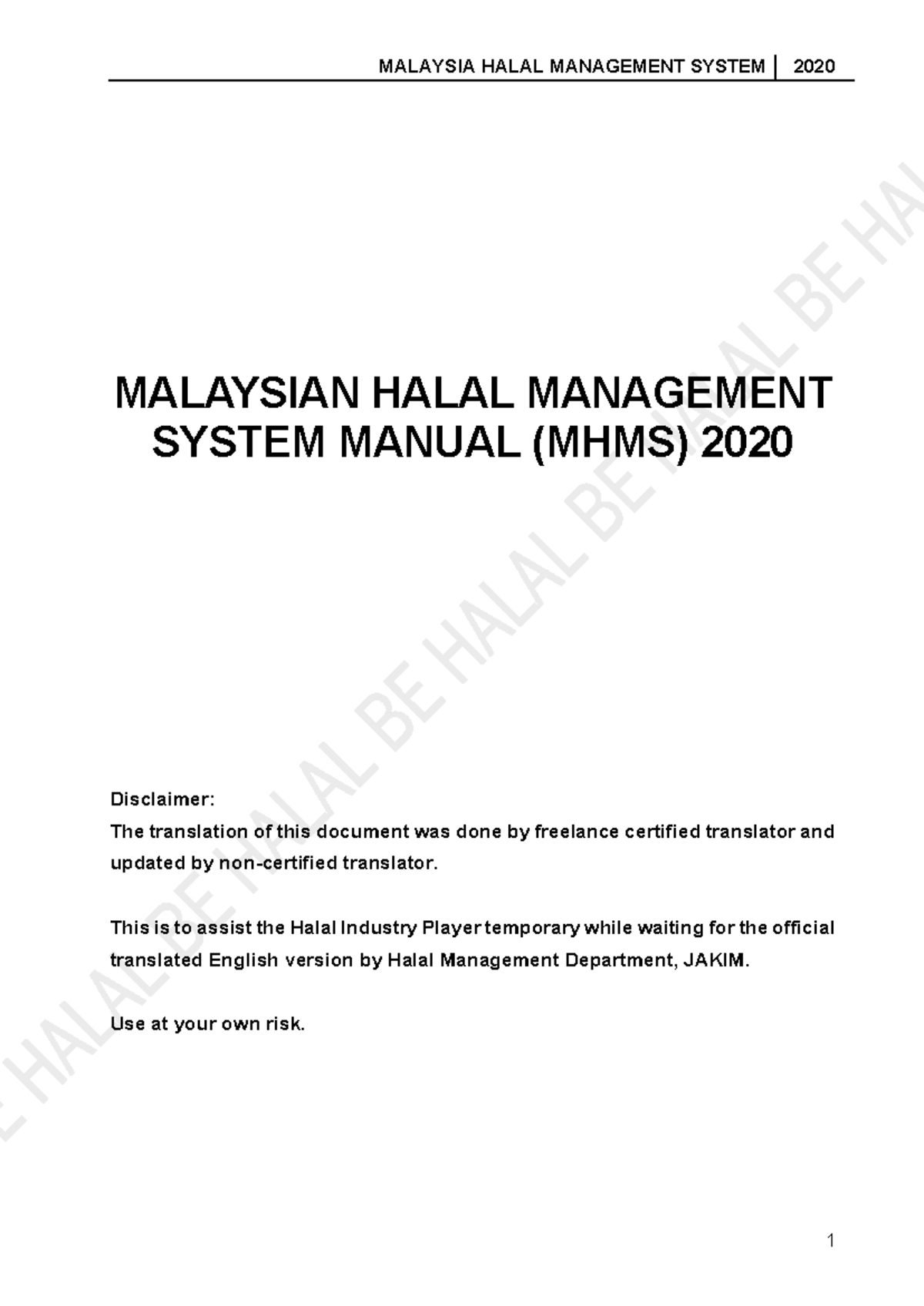 Mhms english - FOR INDUSTRY HALAL MANAGEMENT - MALAYSIAN HALAL ...