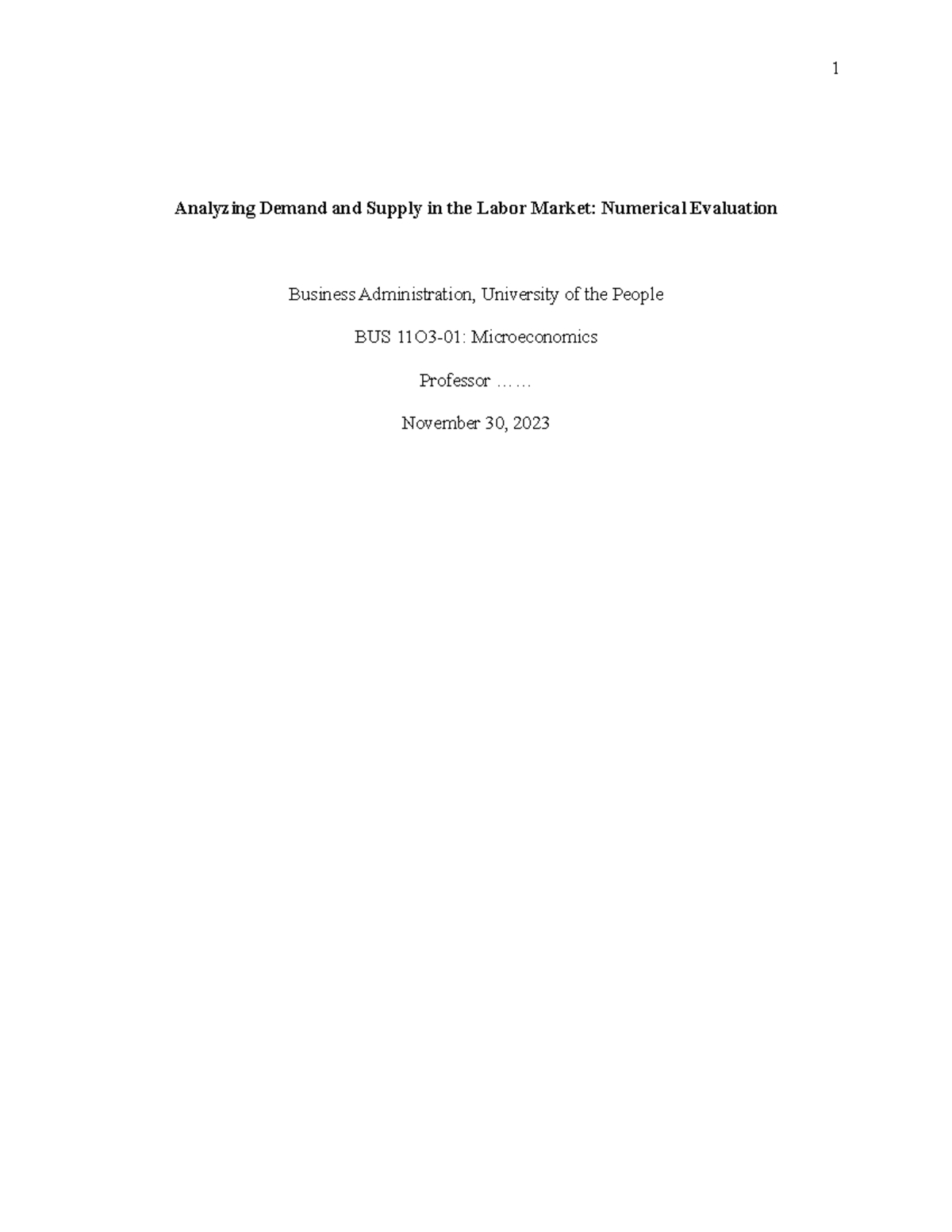 Assignment Activity Unit-2 - Analyzing Demand and Supply in the Labor ...