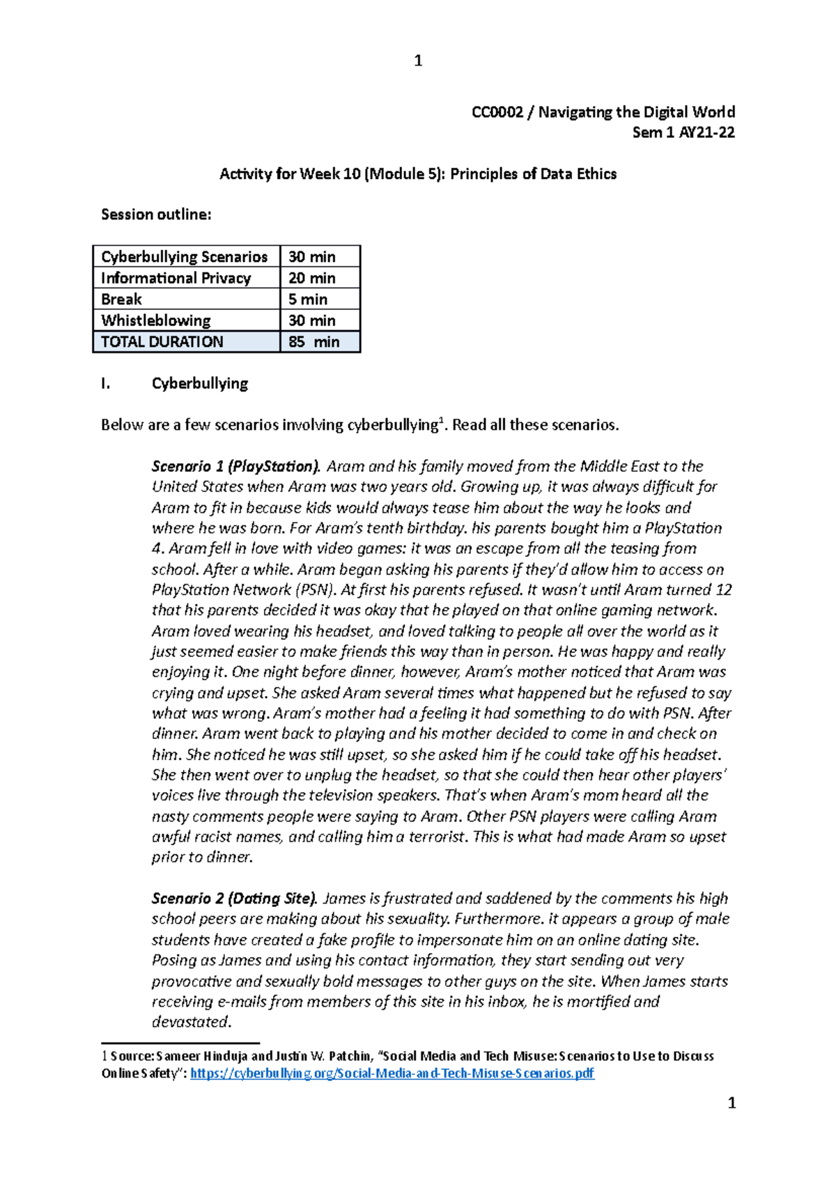 CC0002 Wk10 Module 5 Activity - 1 CC0002 / Navigating the Digital World Sem 1 AY21- Activity for ...