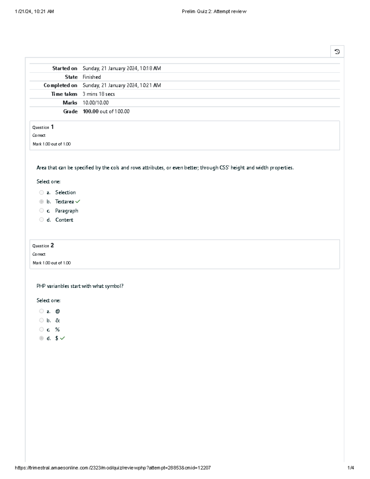 Prelim Quiz 2 app dev - asdasd - Started on Sunday, 21 January 2024, 10 ...