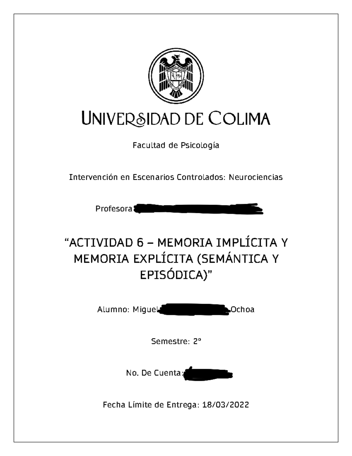 Actividad 6 – Memoria Implícita y Memoria Explícita (Semántica y ...