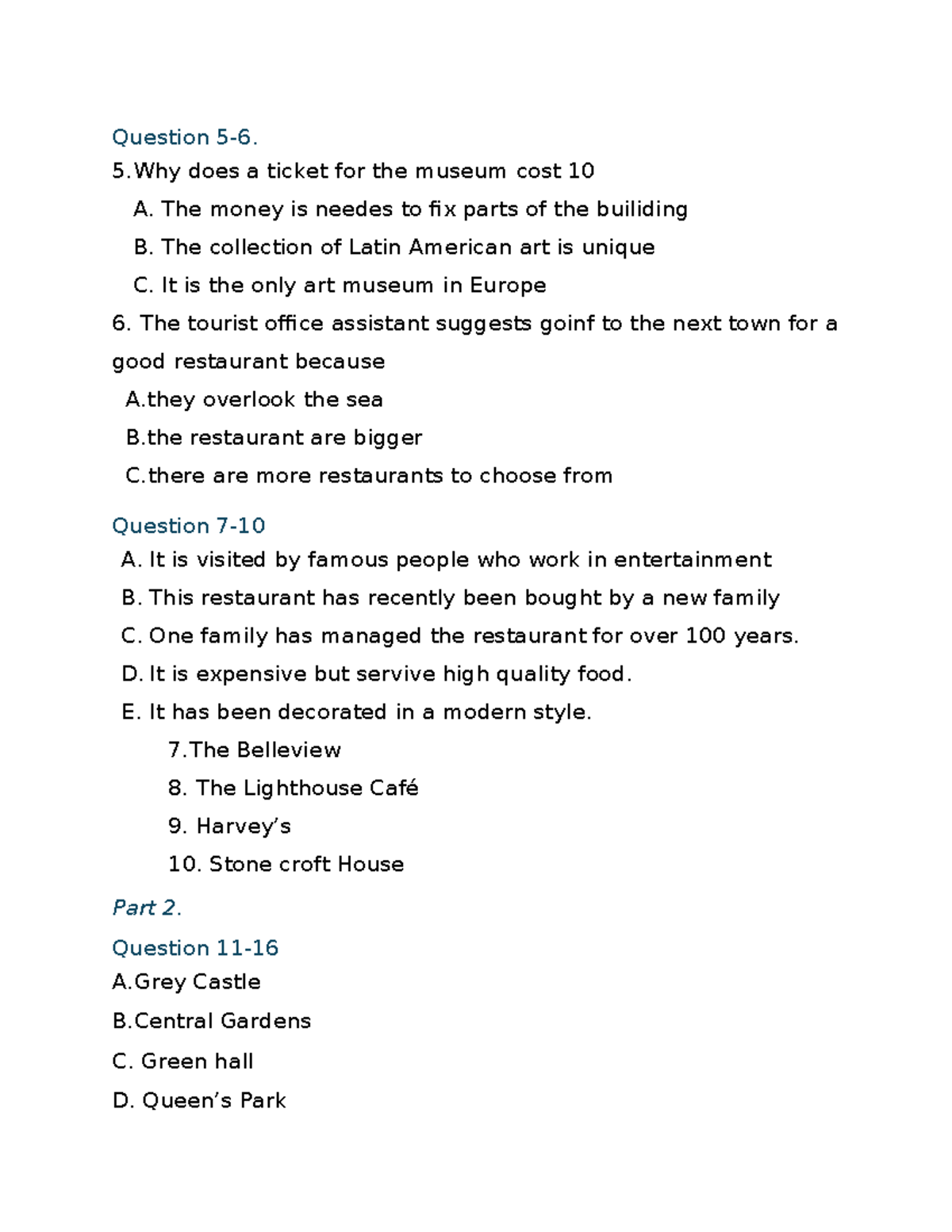 CITY BUS TOUR Booking FORM - Question 5-6. 5 does a ticket for the ...