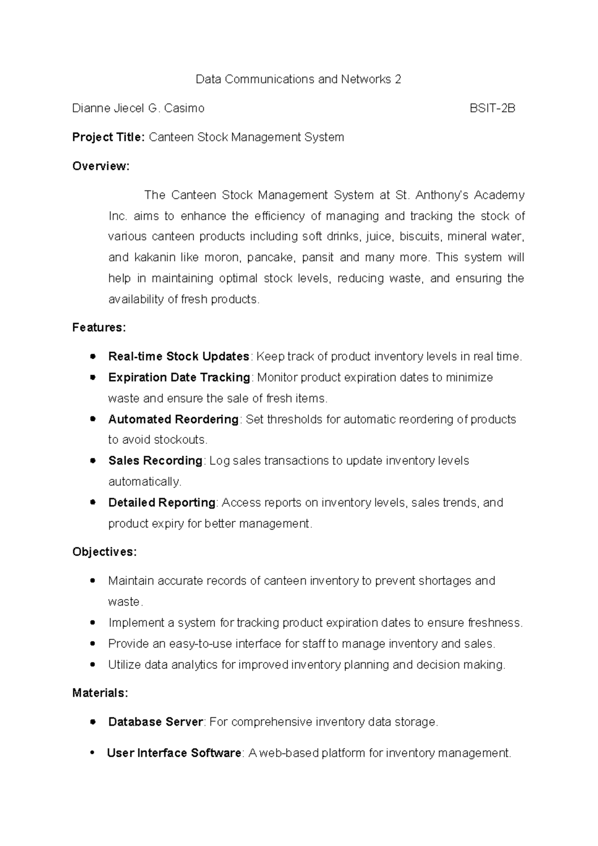 DCN-Proposal-12345 - Data Communications and Networks 2 Dianne Jiecel G ...