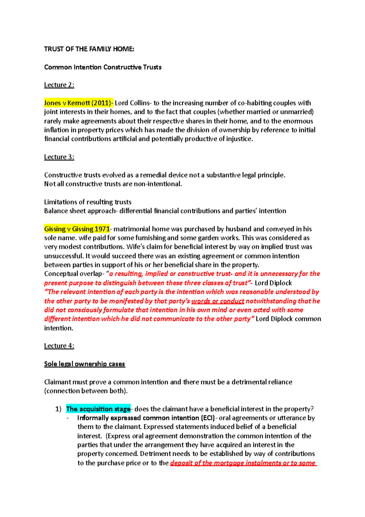 Common Intention Constructive Trust (trust of the family home) - TRUST ...