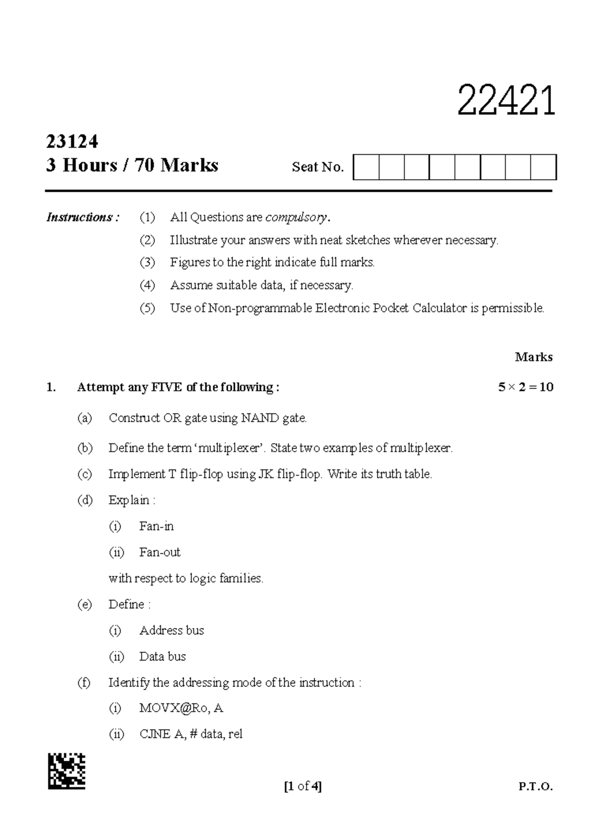 BCA and digital electronics and microcontroller microprocessor model answer as well as questions ...