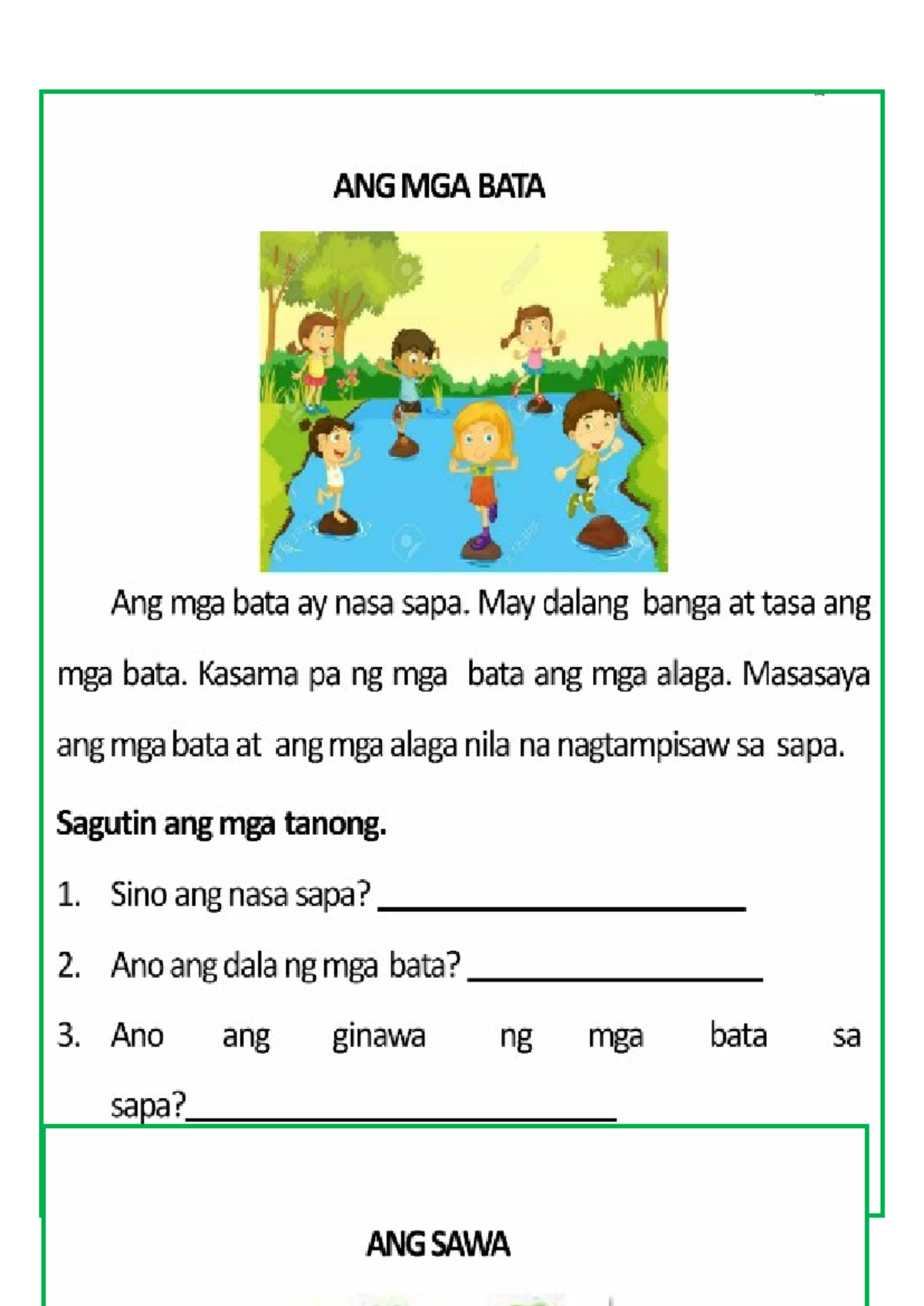 Maikling kwento na may mga tanong - Filipino sa Iba't Ibang Larangan ... Maikling kwento na may mga tanong - Filipino sa Iba't Ibang Larangan ...
