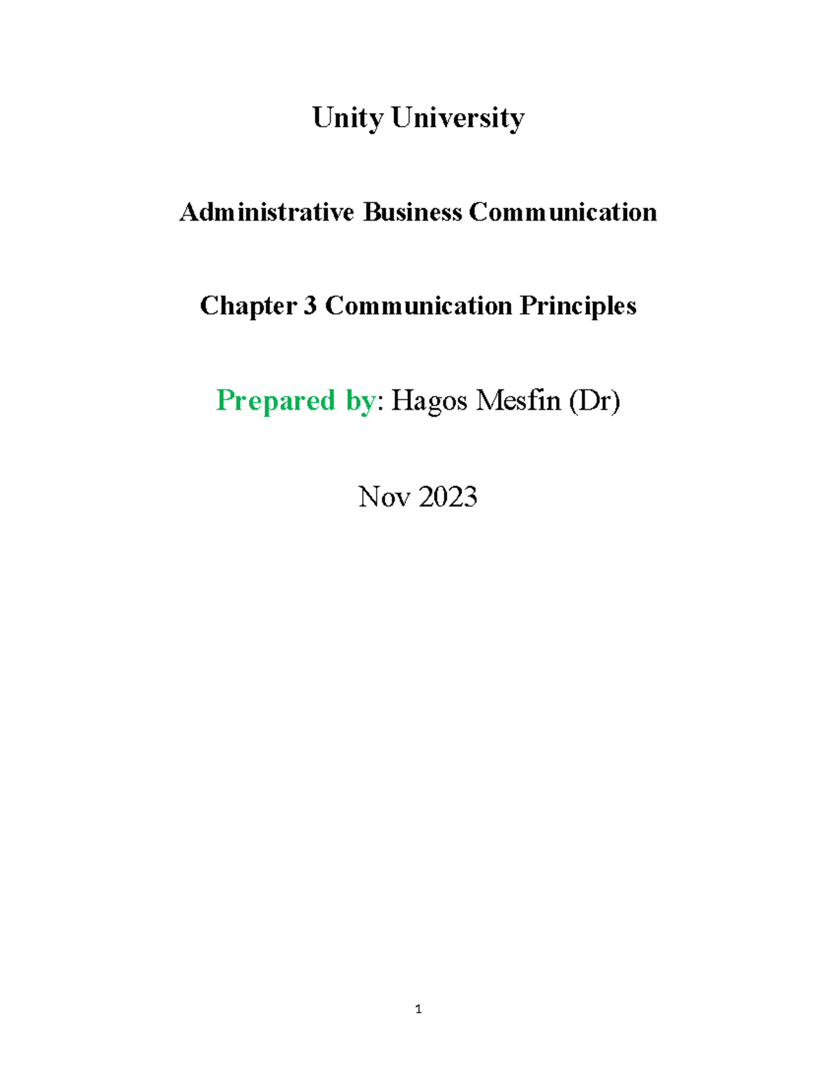 Business communication Chapter 3 Commuinication principles - Unity ...