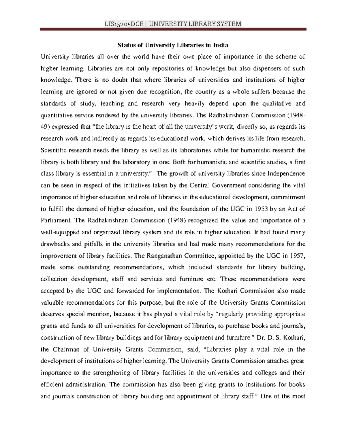 Status of University Libraries in India - LIS15205DCE | UNIVERSITY ...