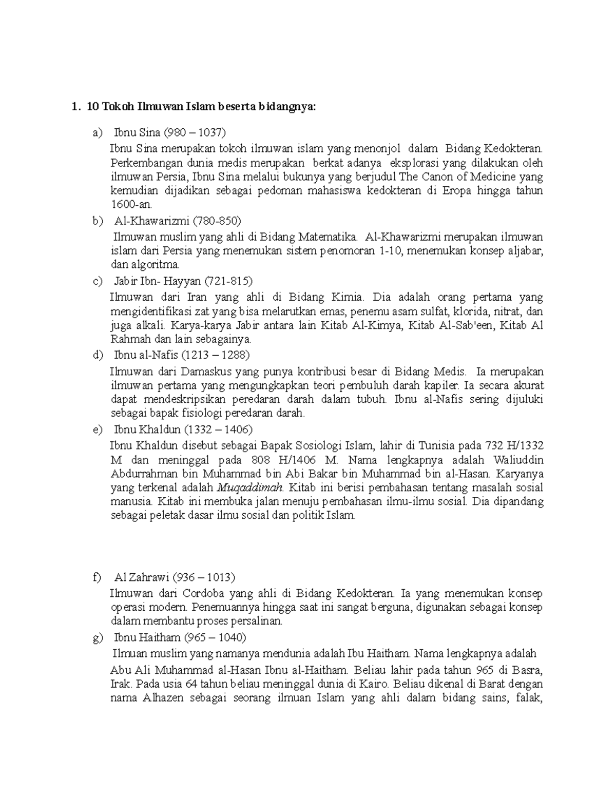 Tokoh Ilmuwan Islam beserta bidangnya - Perkembangan dunia medis ...