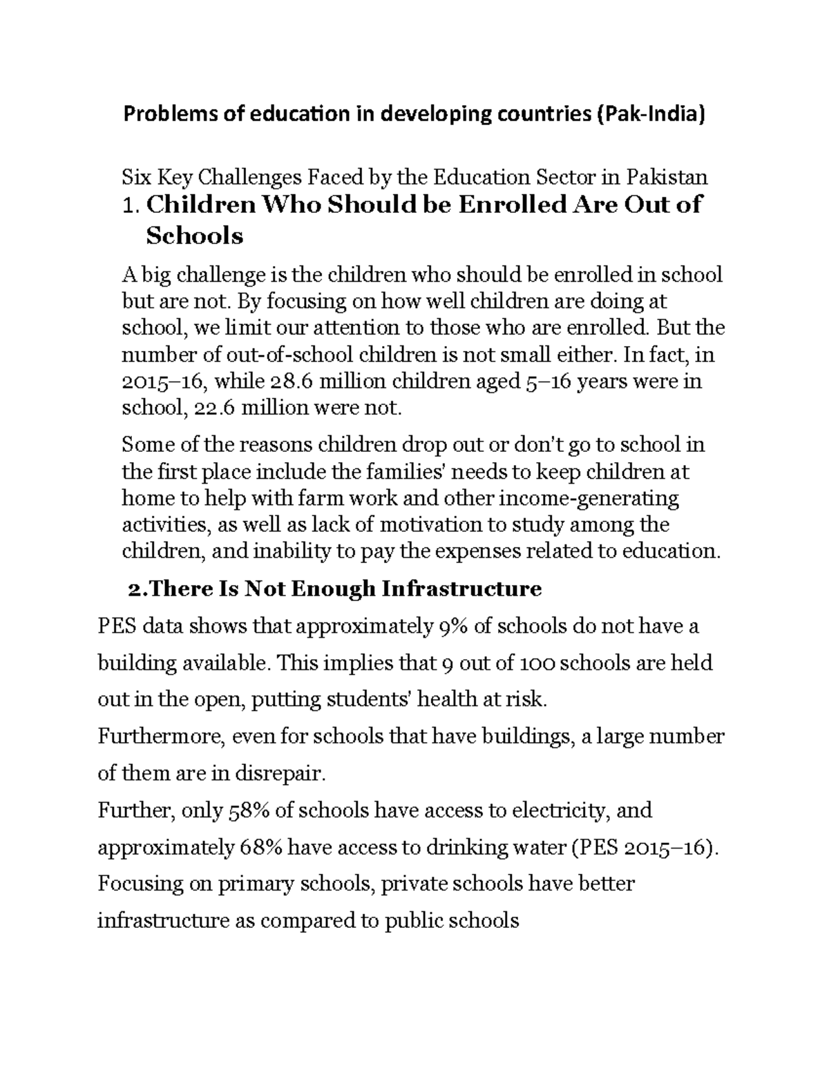 Problems of education - By focusing on how well children are doing at ...