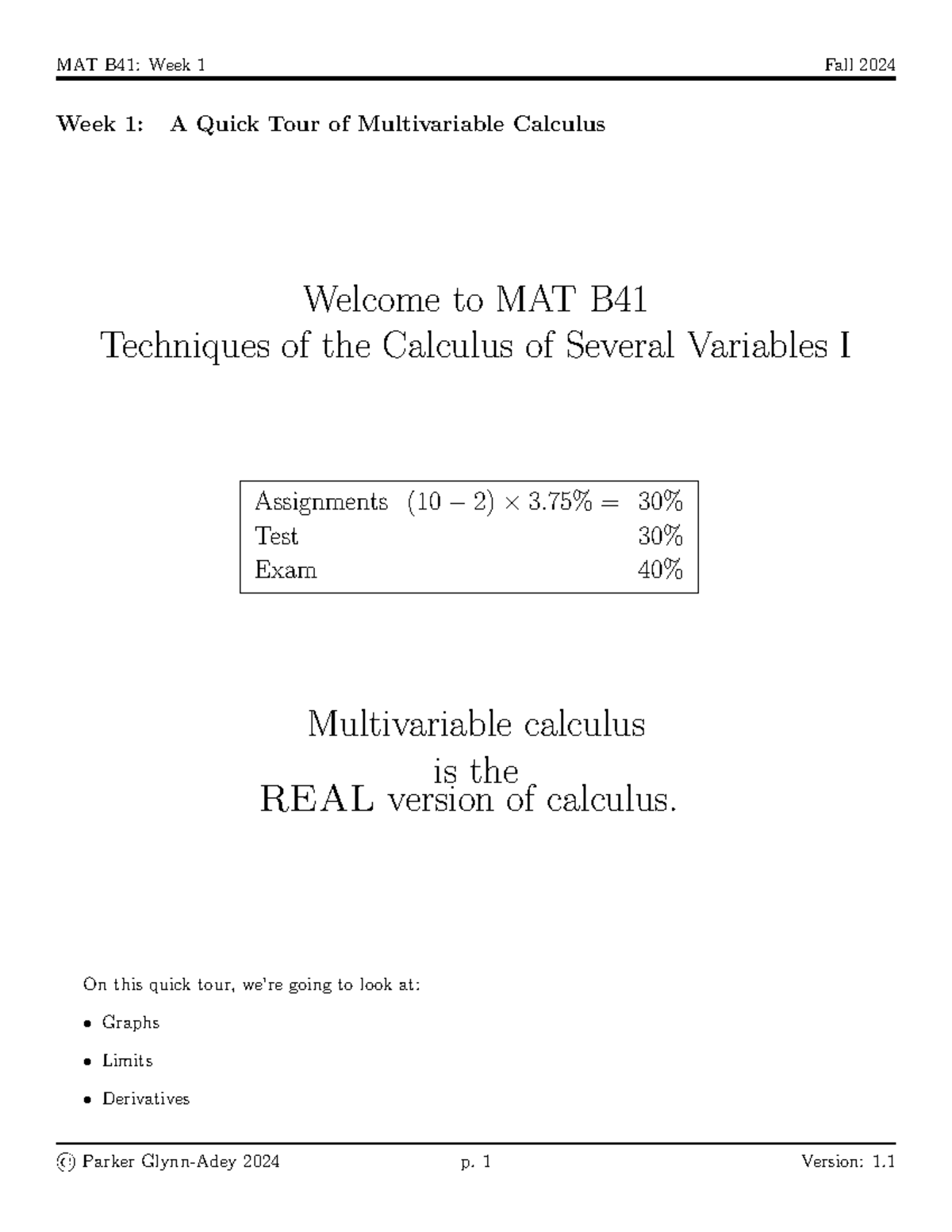 Mat b41 fall 2024 lecture notes week 01 Blank - Week 1: A Quick Tour of ...