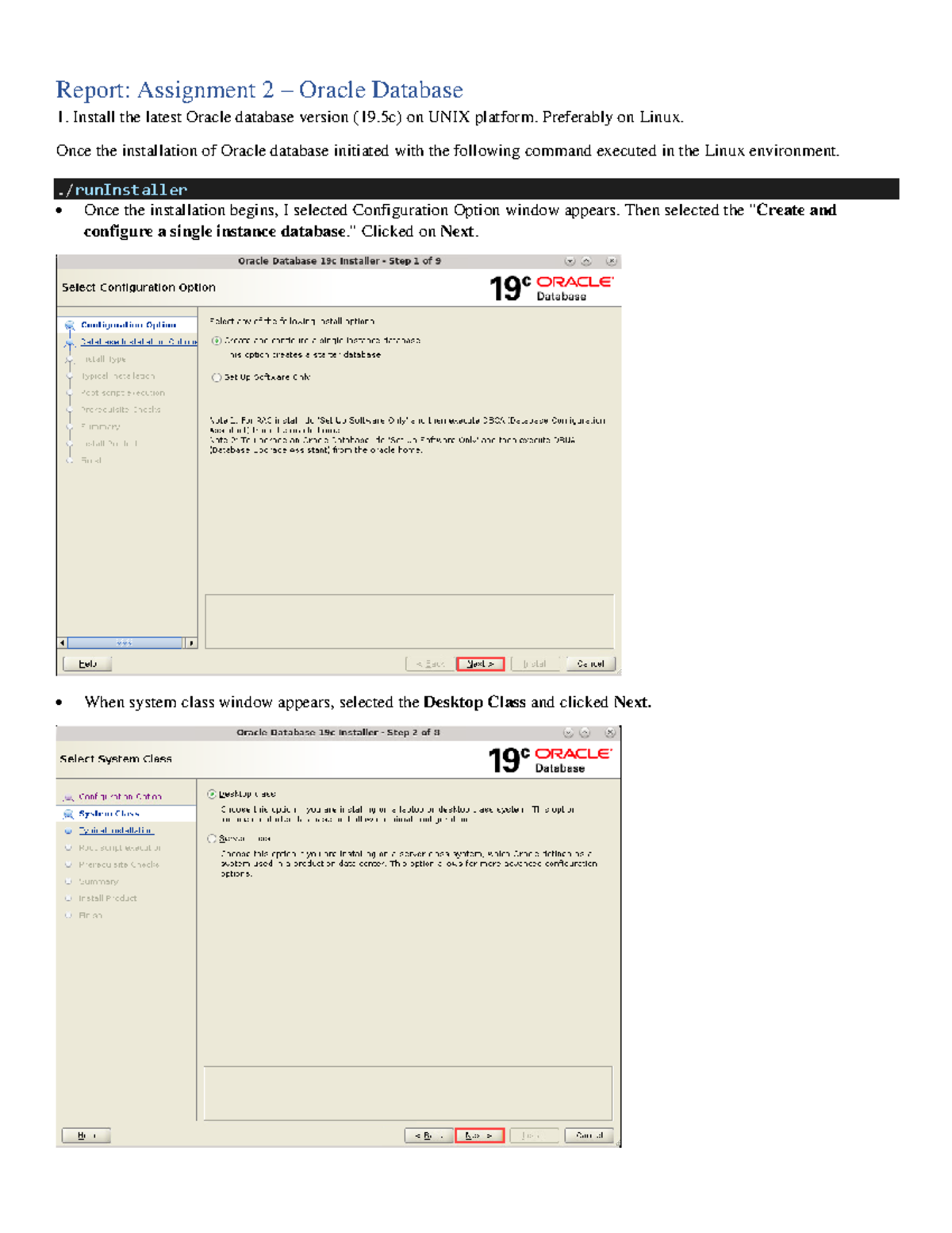 Report Assignment - Oracle Database - Report: Assignment 2 – Oracle ...