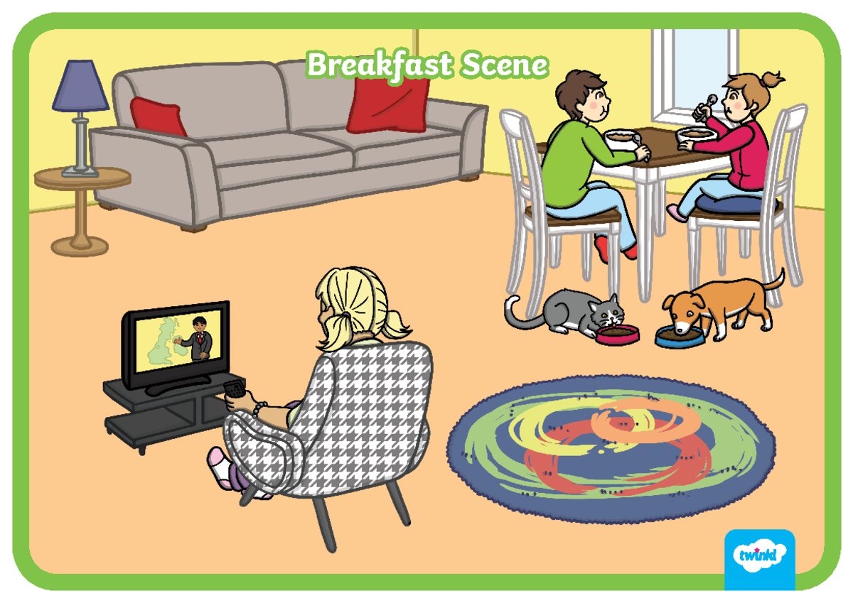 Breakfast Scene - 123 - Breakfast Scene Who is watching TV? Who is on ...