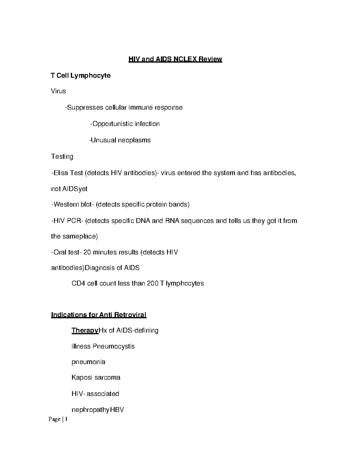 HIV and AIDS Nclex Review - HIV and AIDS NCLEX Review T Cell Lymphocyte ...