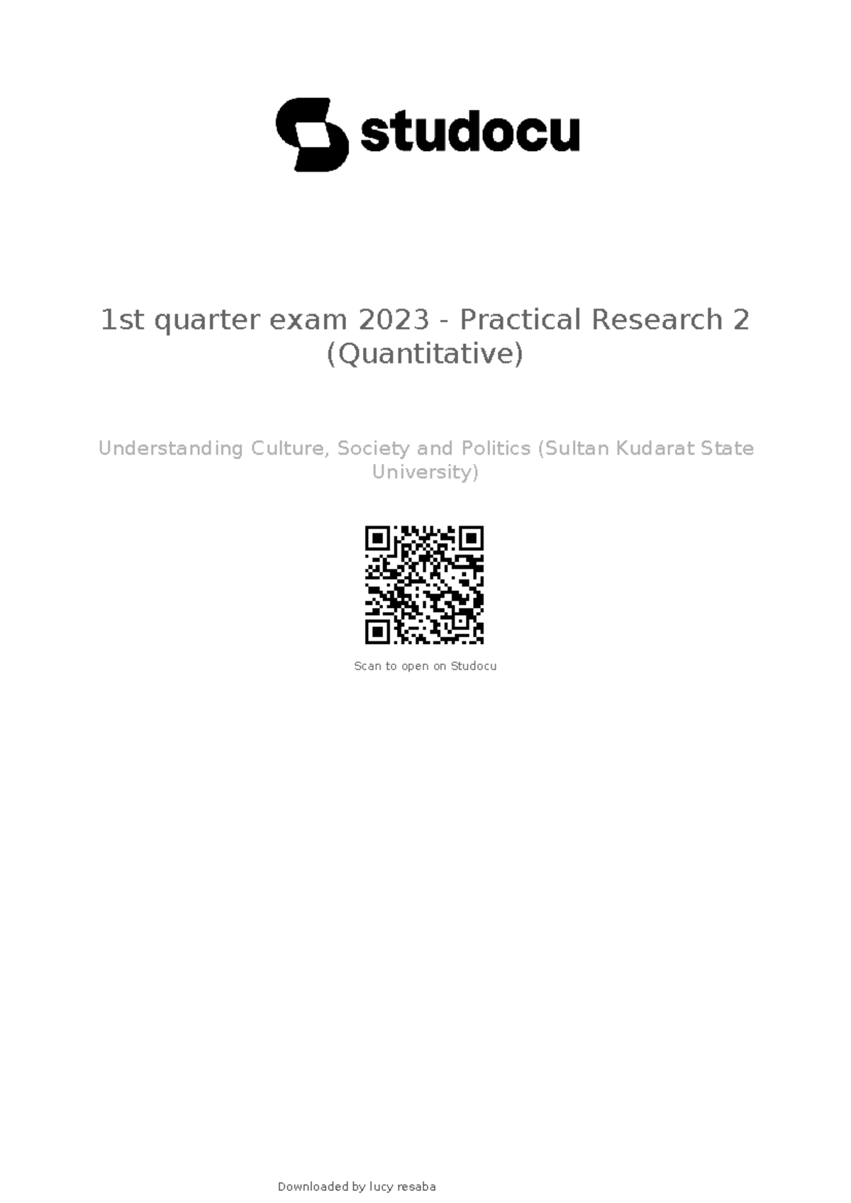 1st quarter exam 2023 practical research 2 quantitative - 1st quarter ...
