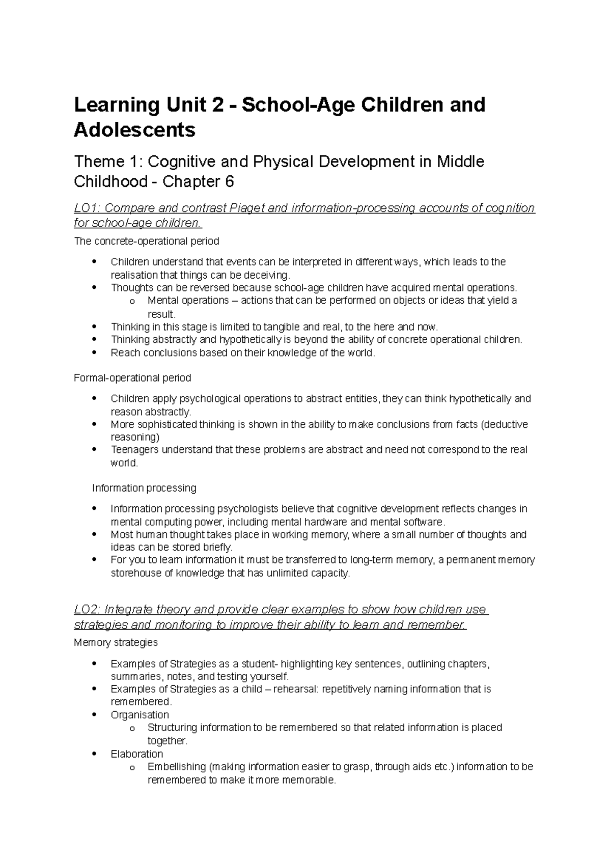 Learning Unit 2 - LU 2 study notes for module outcomes - Learning Unit ...