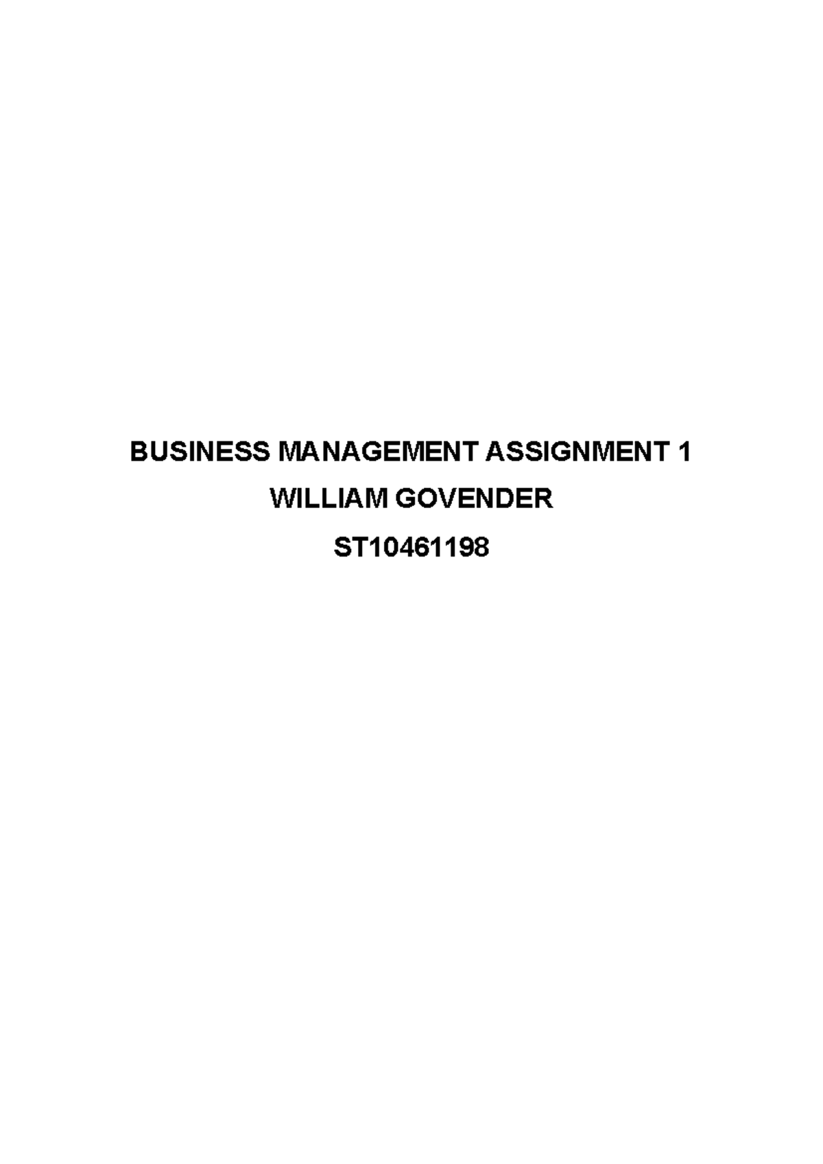 Business Management Assignment 1 - BUSINESS MANAGEMENT ASSIGNMENT 1 ...