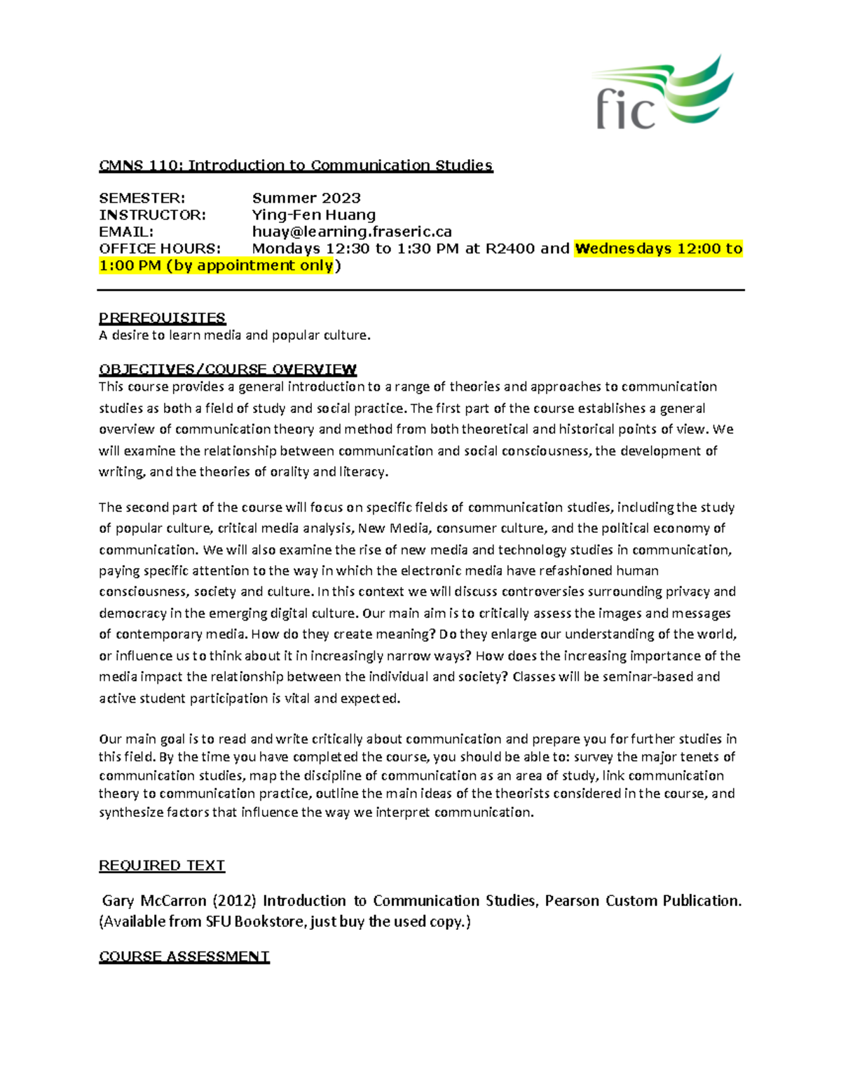 CMNS 110-3 course outline - CMNS 110 - SFU - Studocu